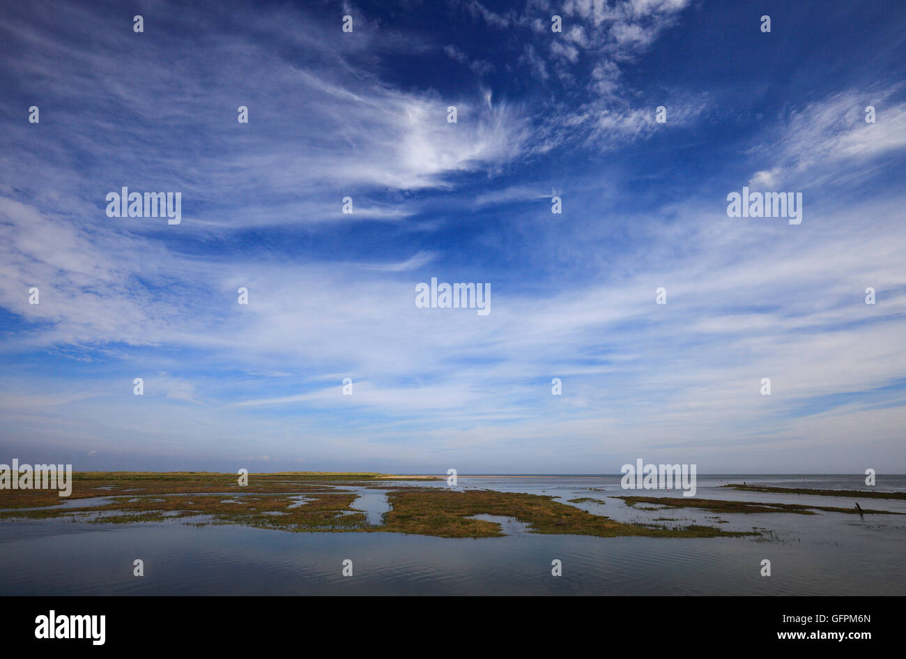 Salt marshes at high tide Thornham, Norfolk, England, UK Stock Photo ...