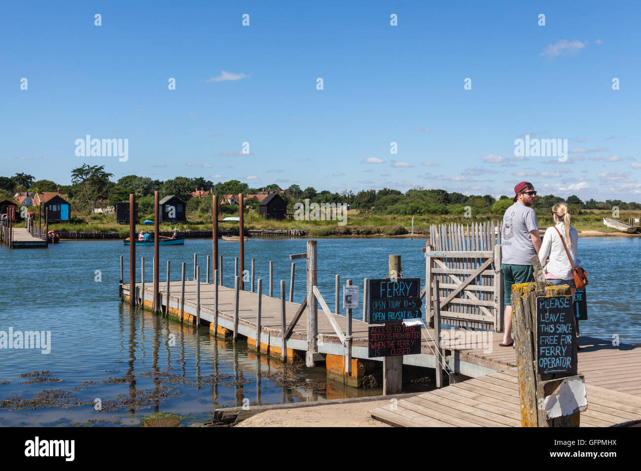 small row boat passenger ferry crossing on river blyth from southwold ...