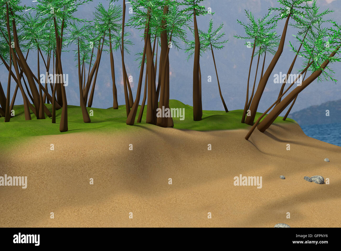 3D rendering of low poly beach scene Stock Photo - Alamy