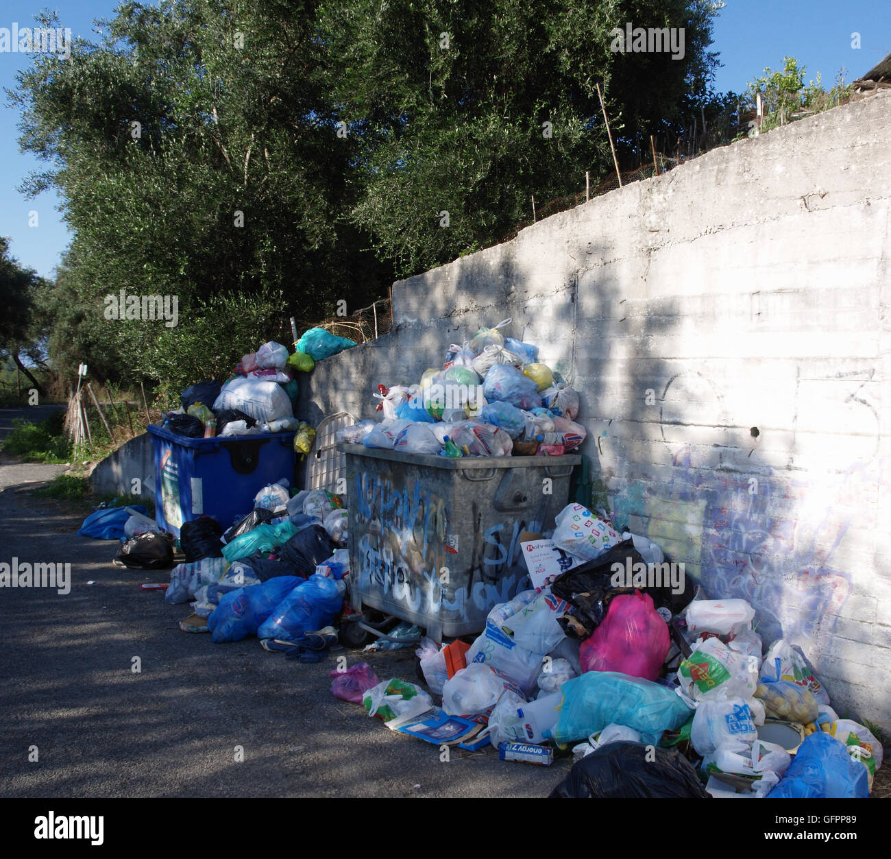 Piles of rubbish in Corfu Greece as Temploni landfill refuse dump ...