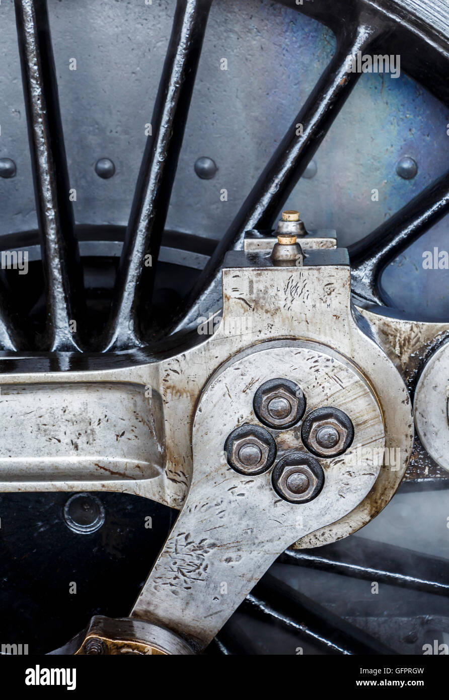 A detailed image steam Engine driving wheel Stock Photo - Alamy