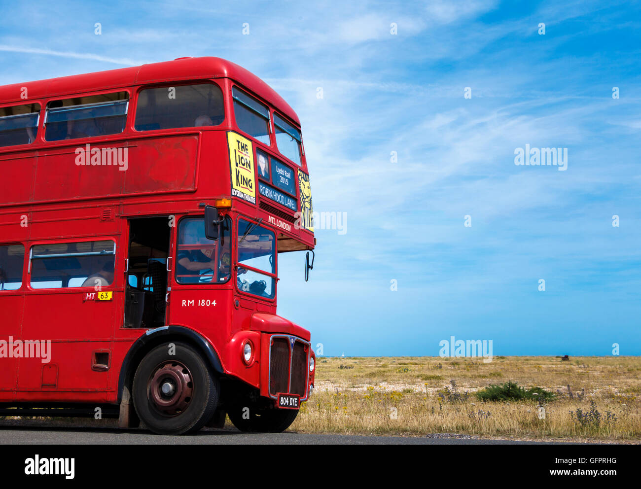 Red Routemaster Bus at the Seaside Stock Photo - Alamy