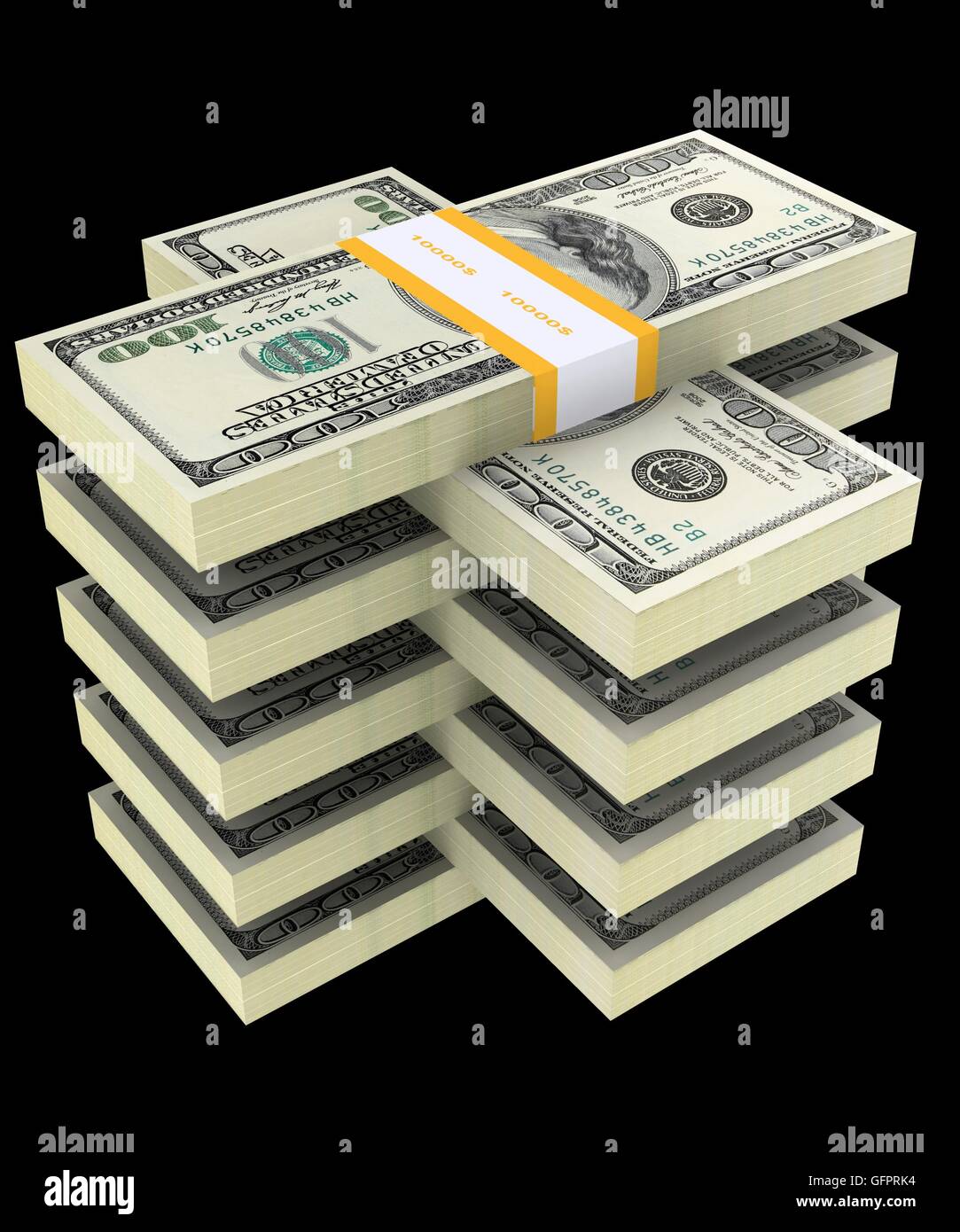 bundle of dollars on a black background 3D illustration Stock Photo - Alamy