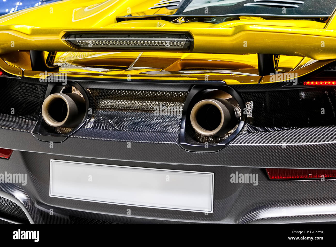 Close up abstract shot of the rear of a McLaren 675LT Stock Photo - Alamy