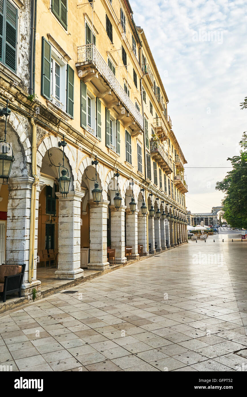 The historic center of Corfu town, LIston, Greece Stock Photo - Alamy