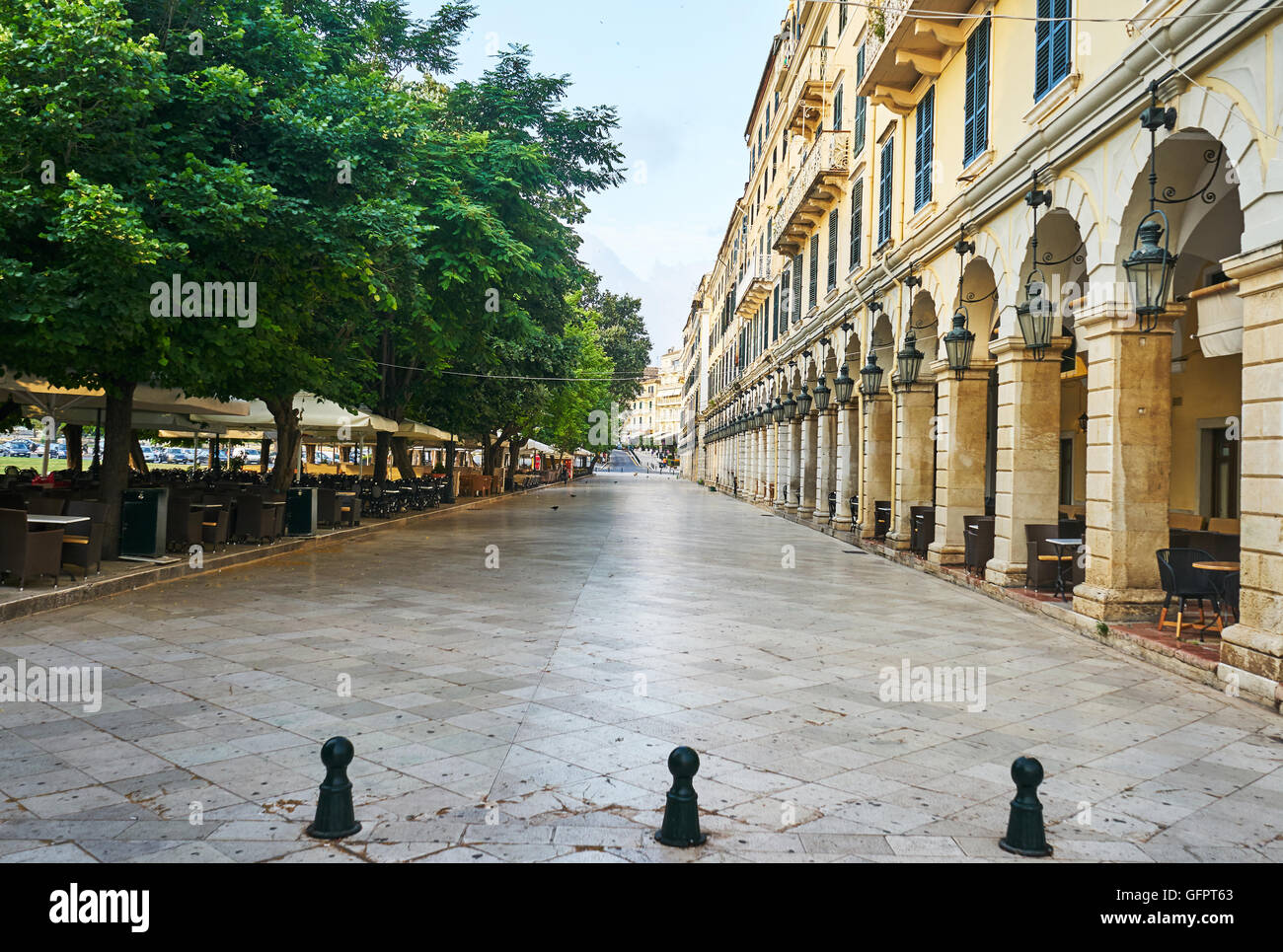 The historic center of Corfu town, LIston, Greece Stock Photo - Alamy