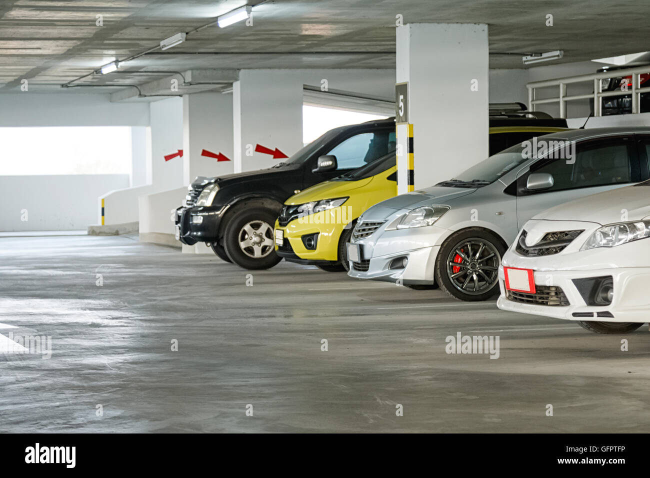 Car park interior,parking area with perspective view Stock Photo - Alamy