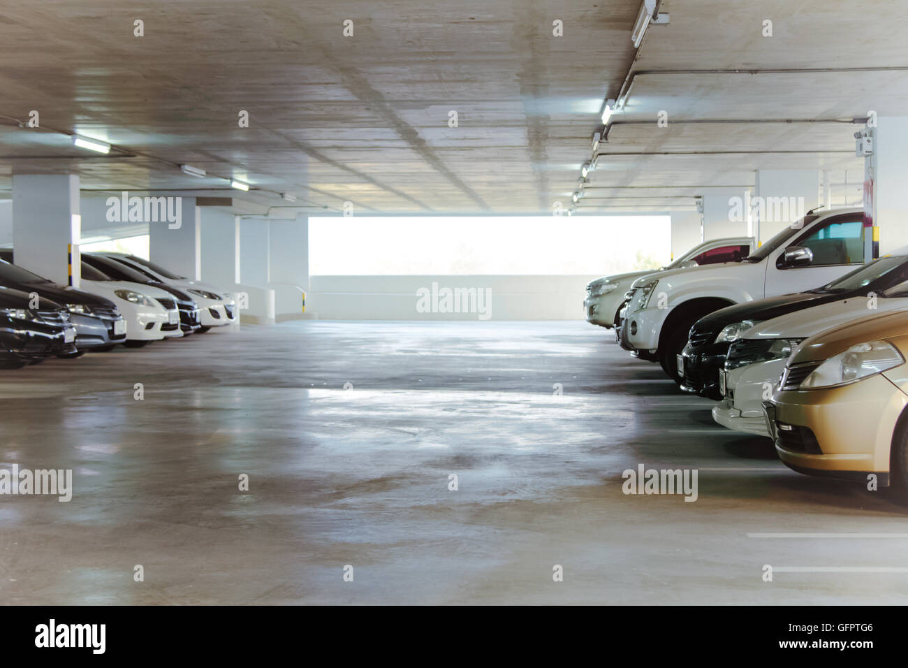 Generic car park interior,parking area with perspective view Stock ...