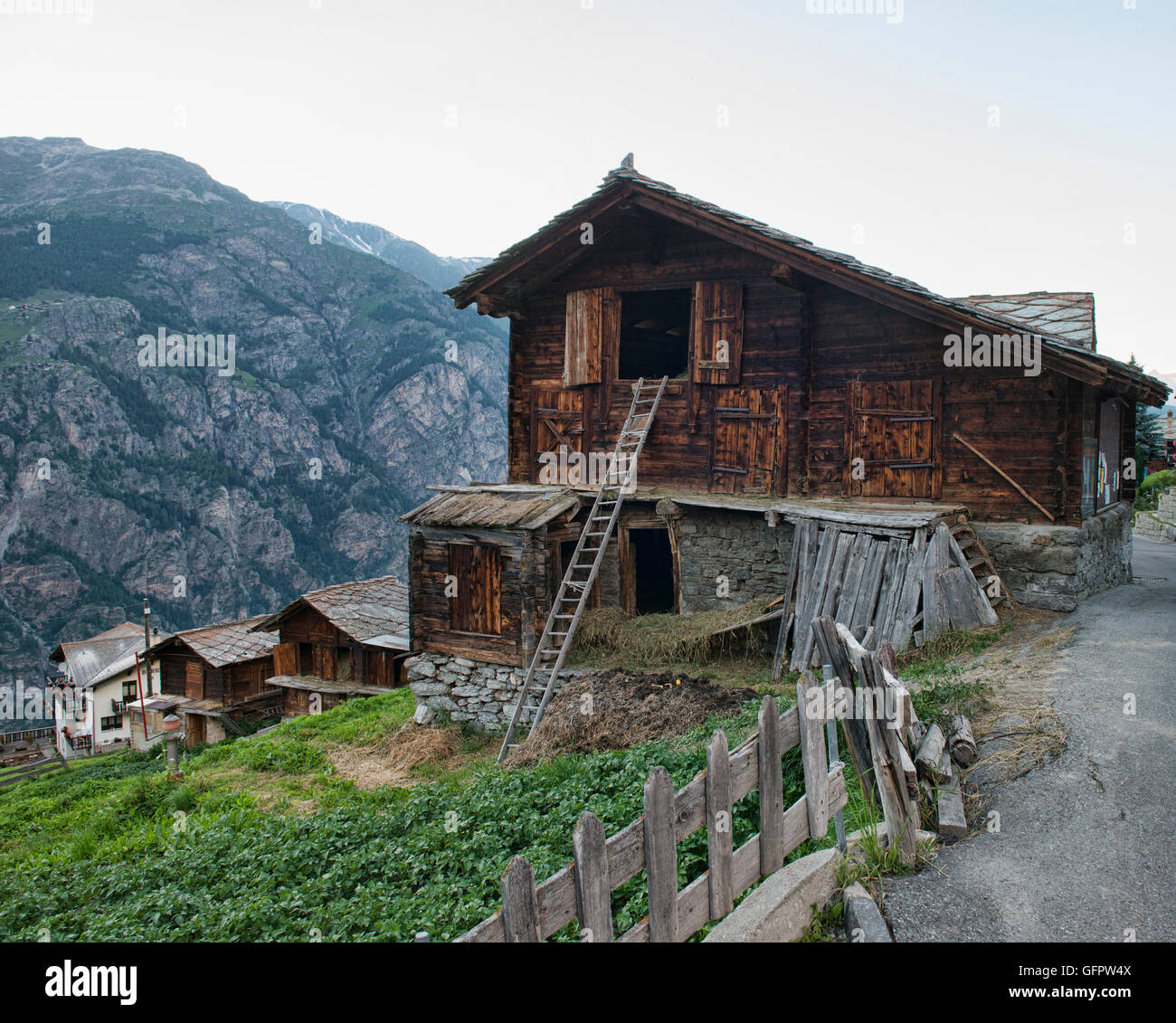 Traditional wooden farmhouse and home in Gasenried near Zermatt ...