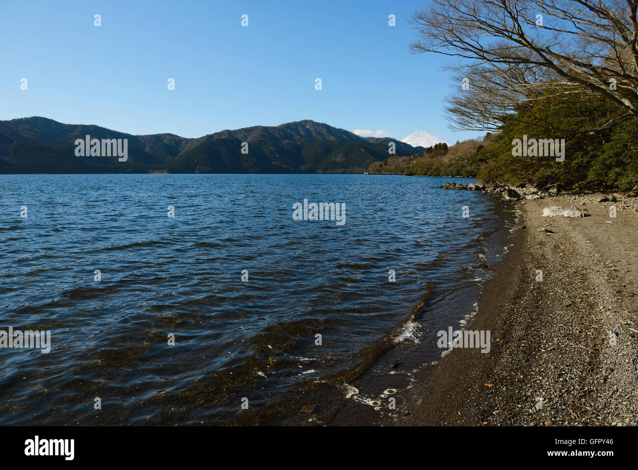 Lake Ashi in the Winter morning, Hakone, Japan Stock Photo - Alamy