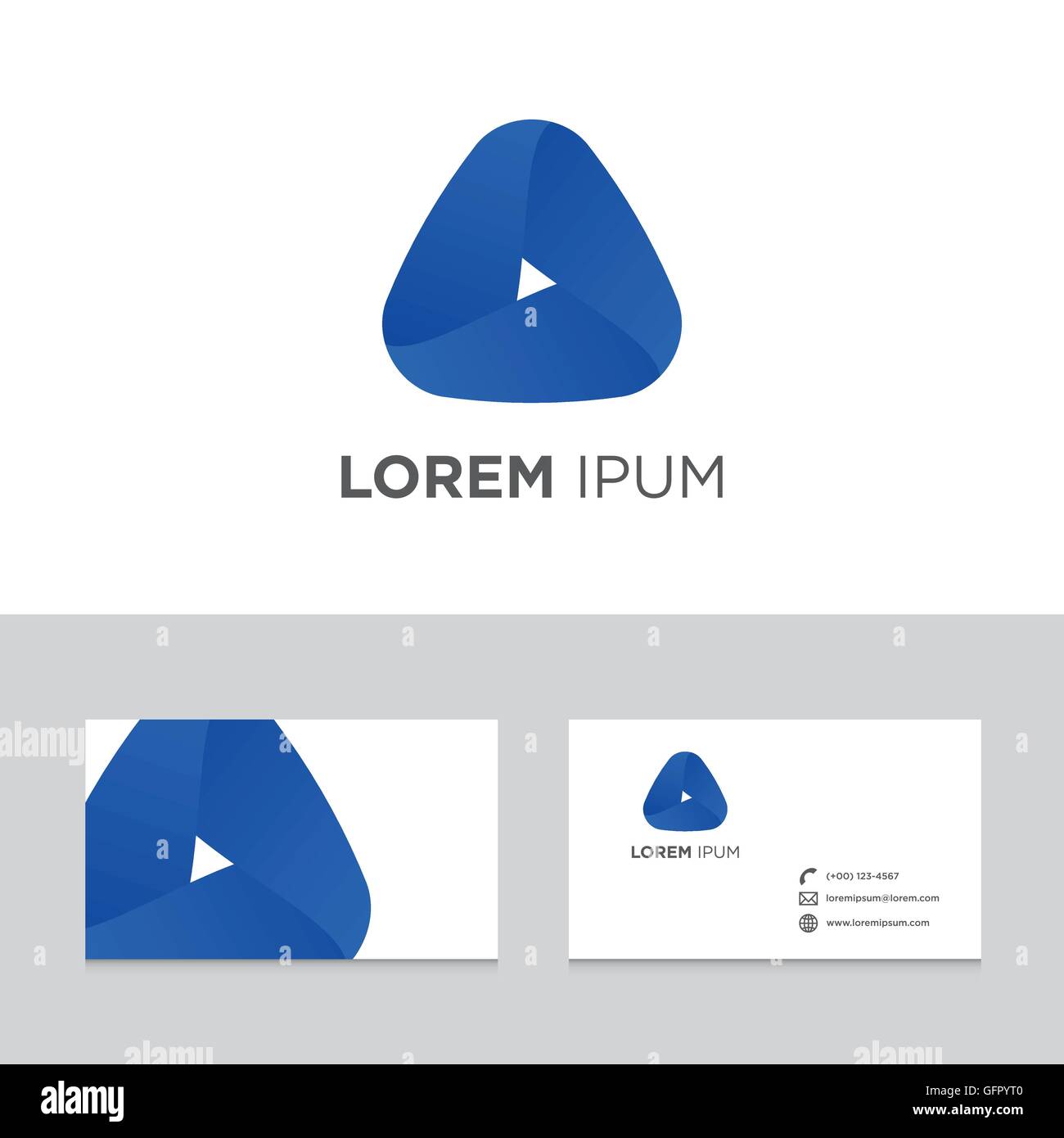 Abstract blue triangle logo icon design elements on business card ...