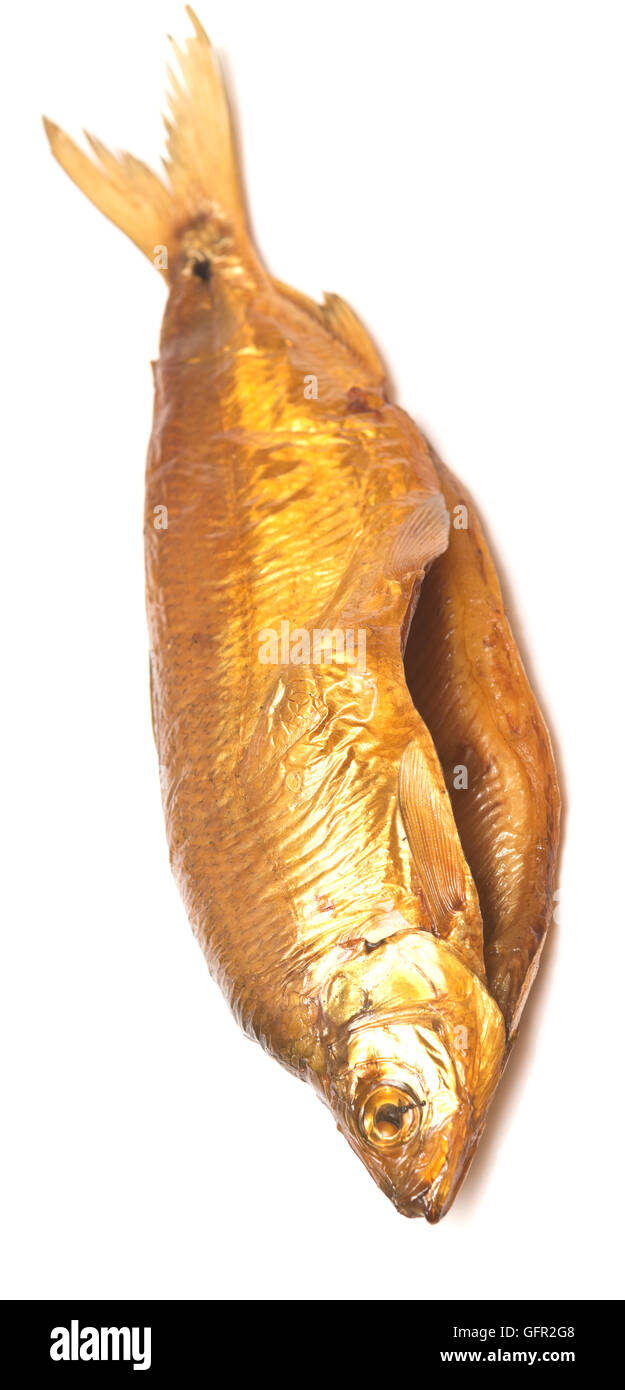smoked fish isolated on a white background Stock Photo - Alamy