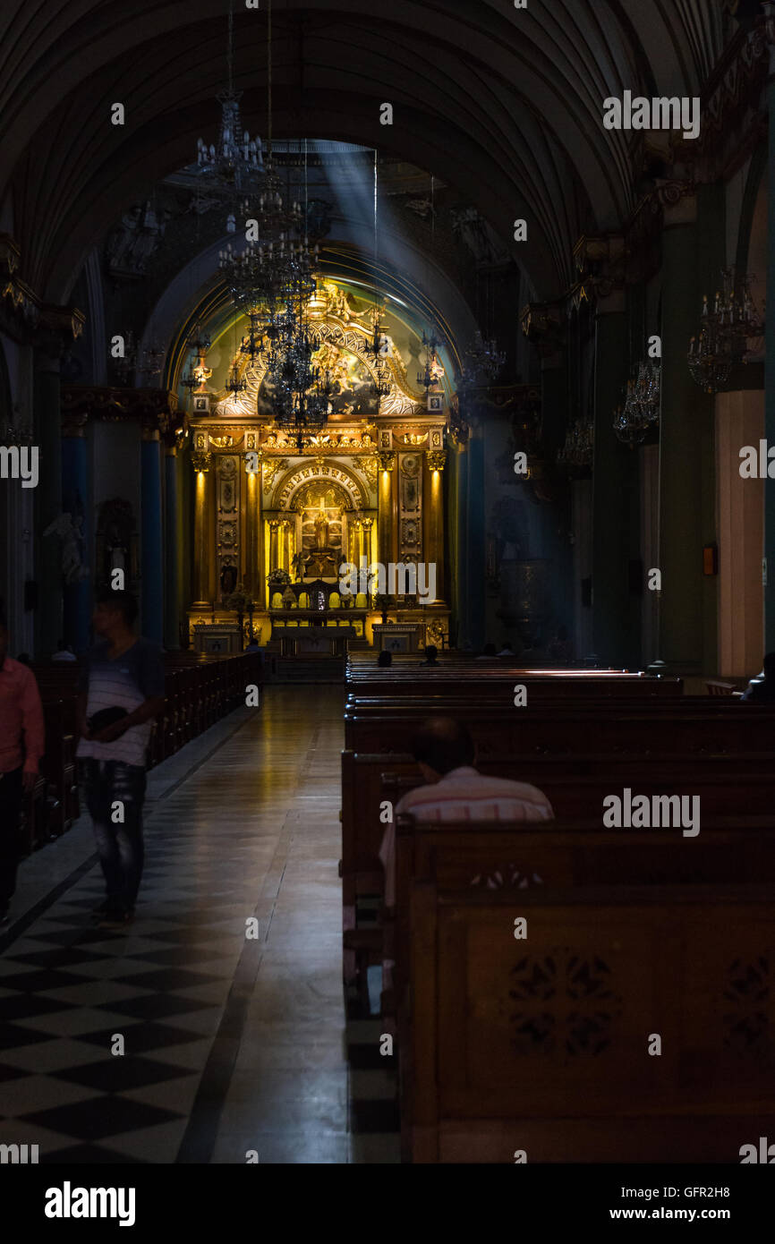 Lima - May 10 : Beautiful interior of a Catholic church in Lima. May 10 ...