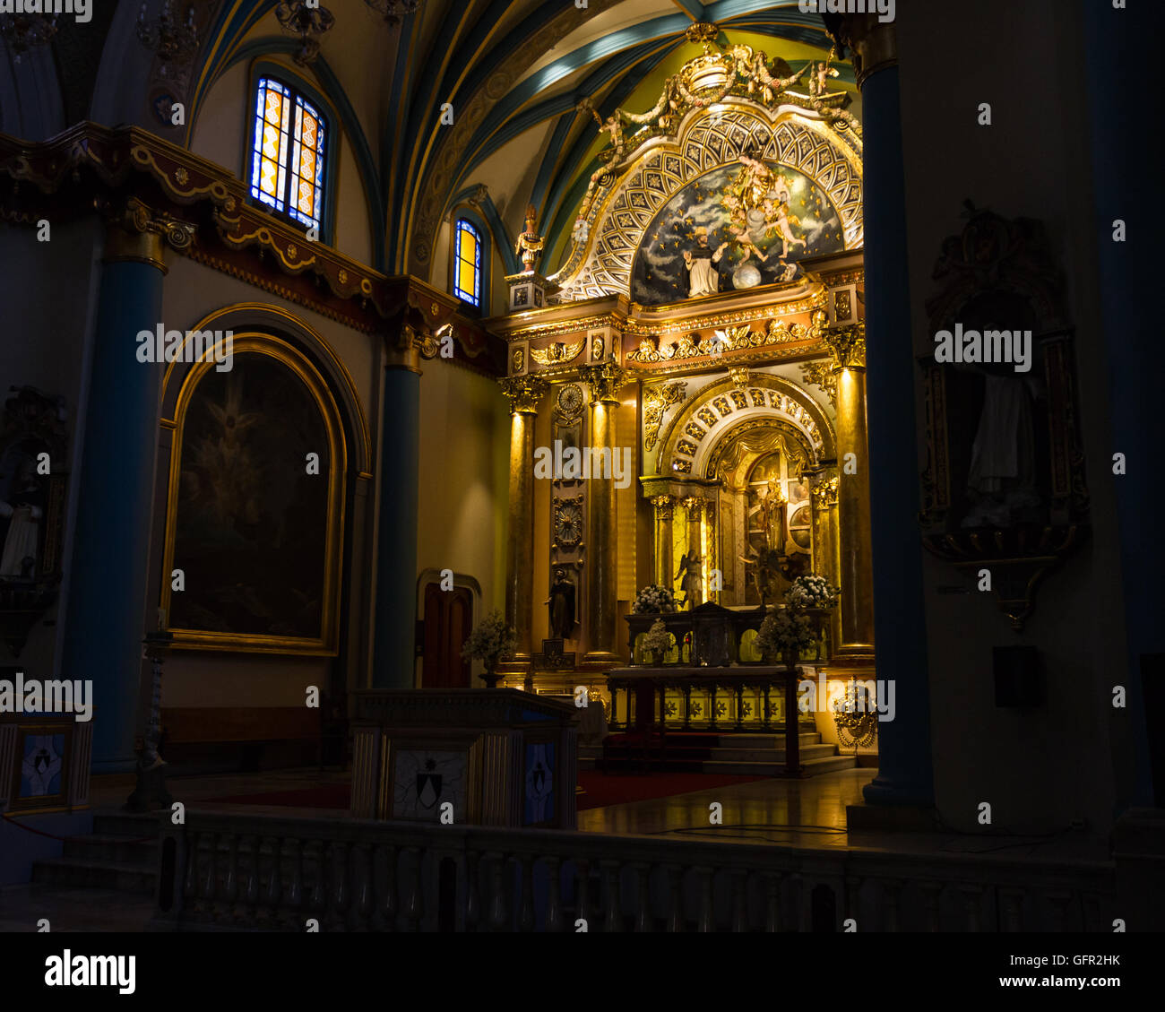 Lima - May 10 : Beautiful interior of a Catholic church in Lima. May 10 ...