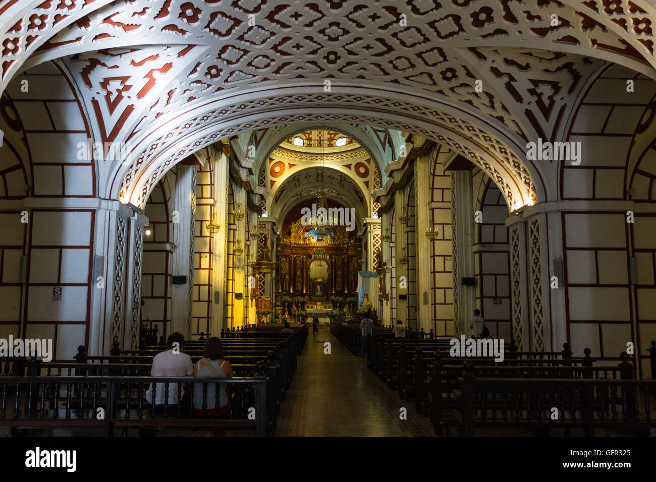 Lima - May 10 : Beautiful interior of a Catholic church in Lima. May 10 ...