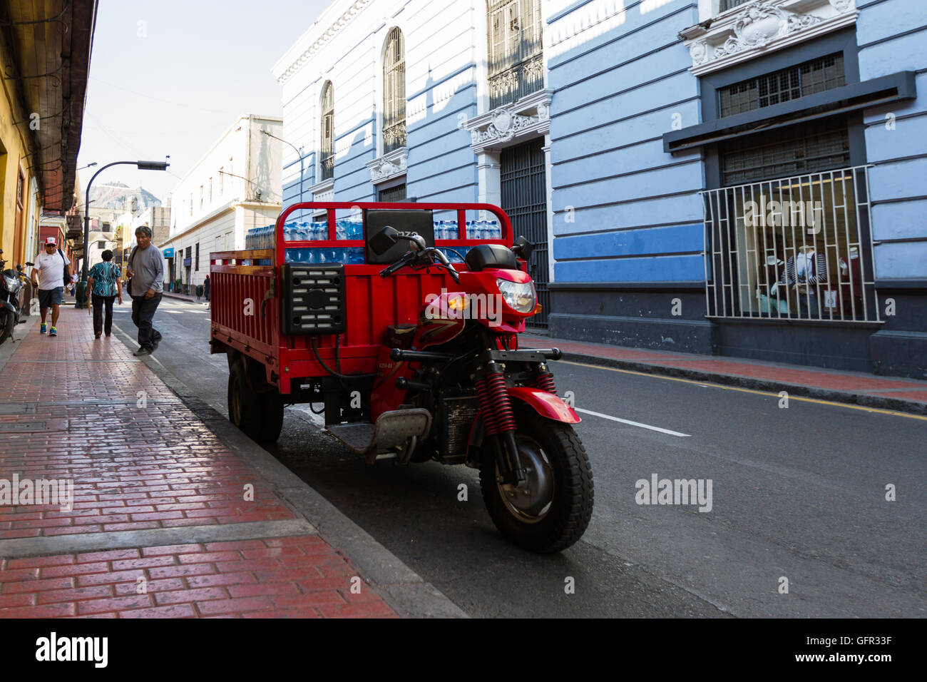 Lima - May 10 : interesting delivery motorcycle with a pickup bed in ...