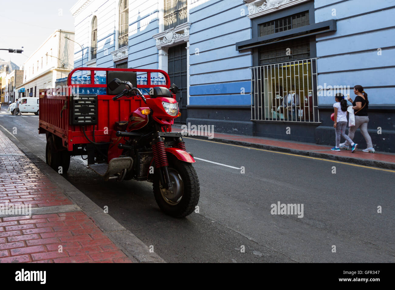 Lima - May 10 : interesting delivery motorcycle with a pickup bed in ...