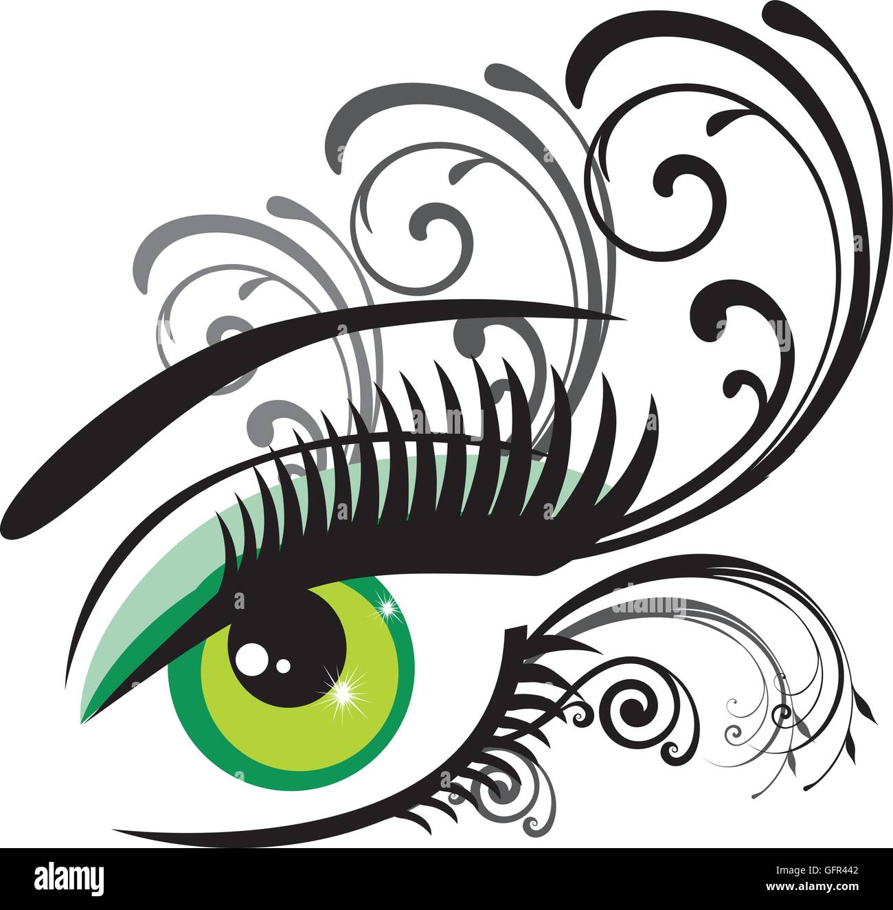 vector illustration of a green eye with swirls Stock Vector Image & Art ...