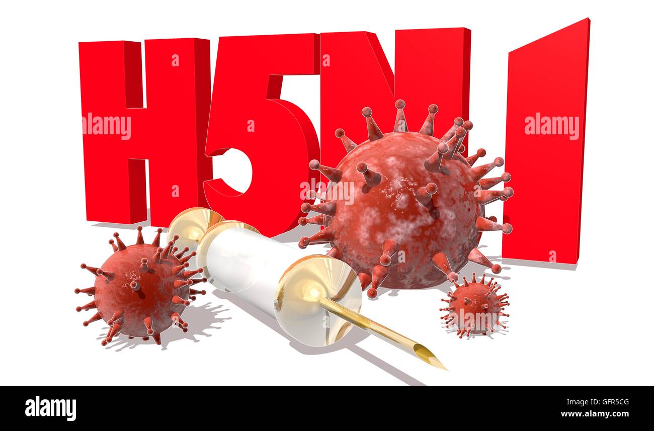 Abstract virus image on backdrop and H5N1 text. H5N1 virus danger ...