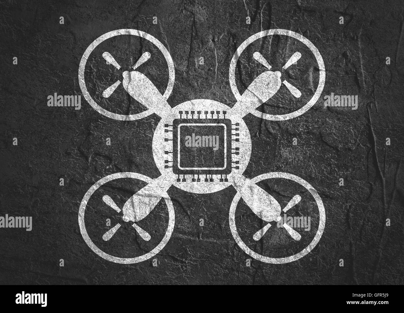Drone icon. Flat symbol. Concrete textured. Computer chip symbol ...