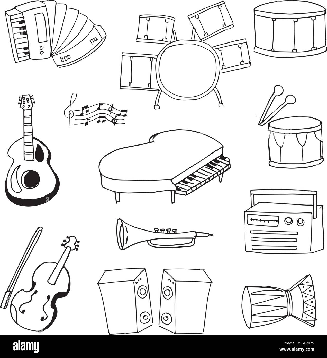 Doodle music icon set stock Stock Vector Image & Art - Alamy