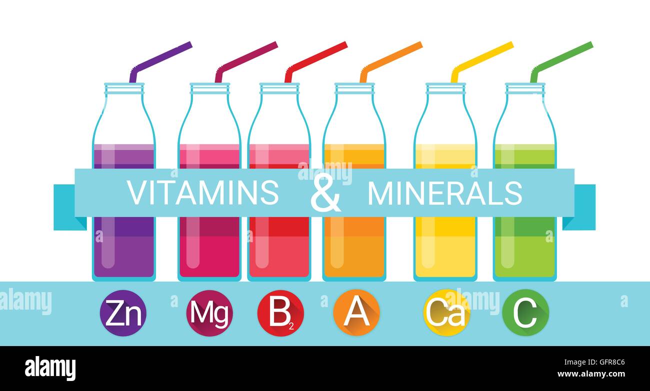 Vitamins Cocktail Bottle Essential Chemical Elements Nutrient Minerals ...