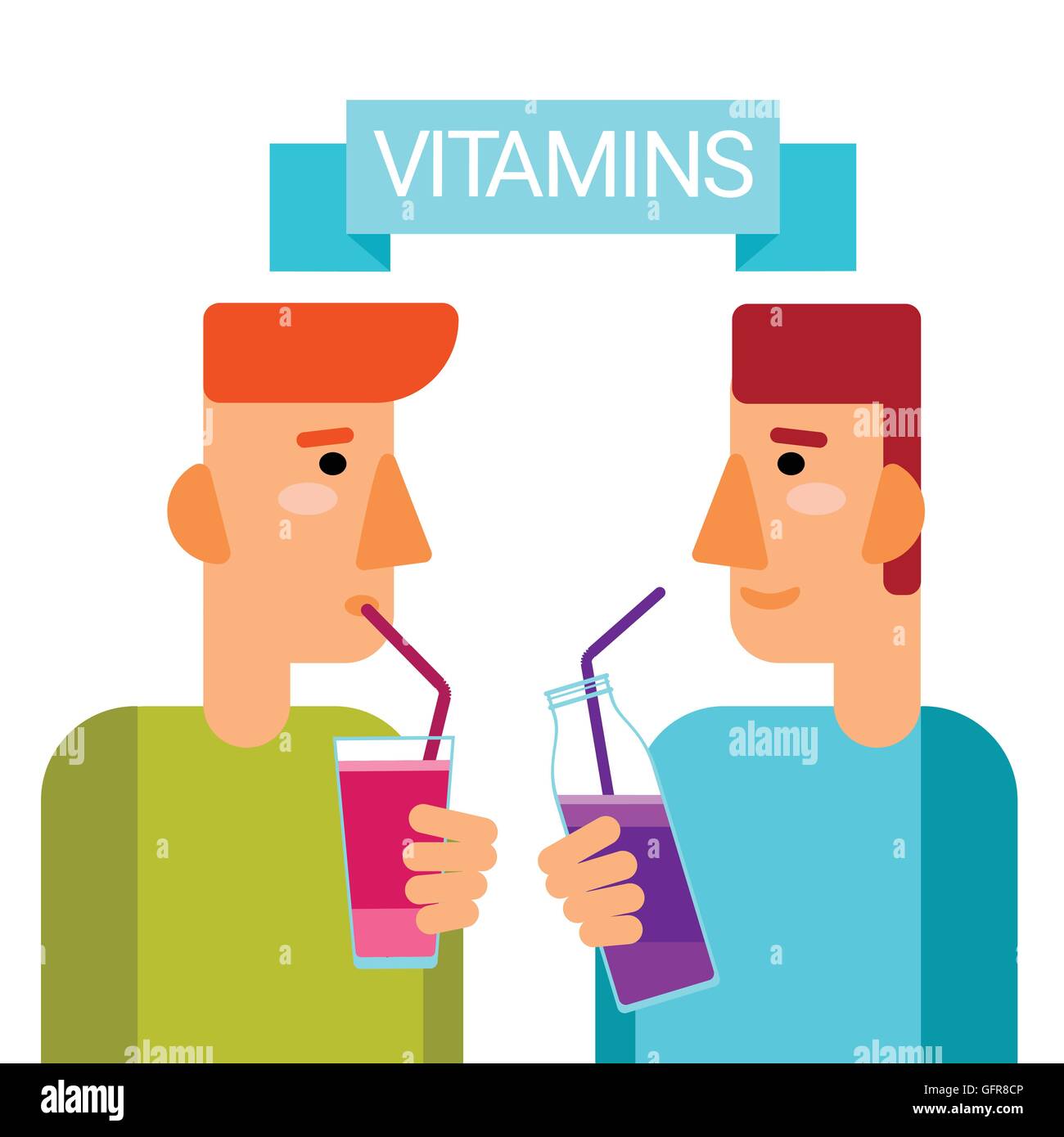 Man Drink Vitamins Cocktail Bottle Essential Chemical Elements Nutrient ...