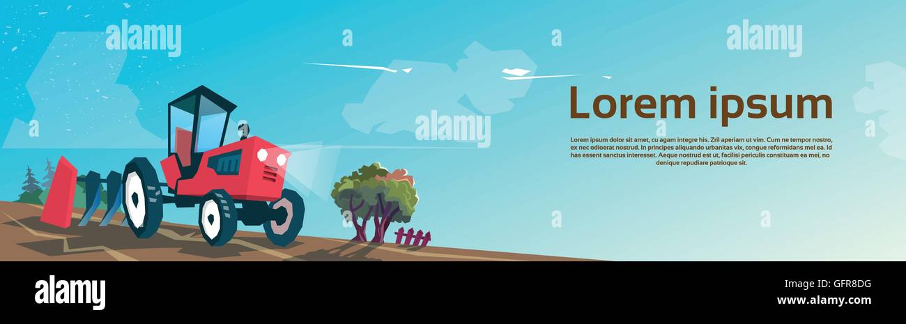 Tractor Plowing Field Farming Banner Stock Vector Image & Art - Alamy