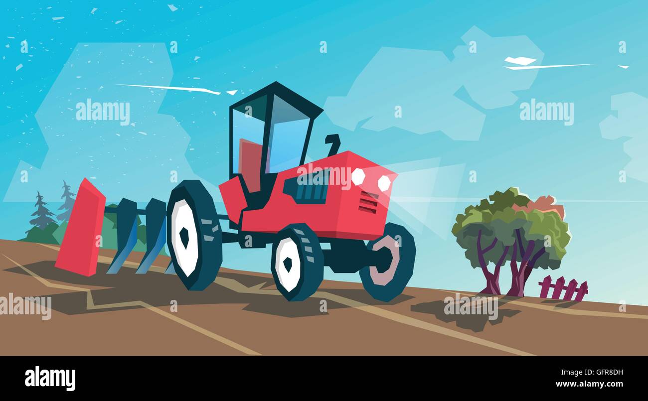 Tractor Plowing Field Farming Vector Stock Vector Image & Art - Alamy