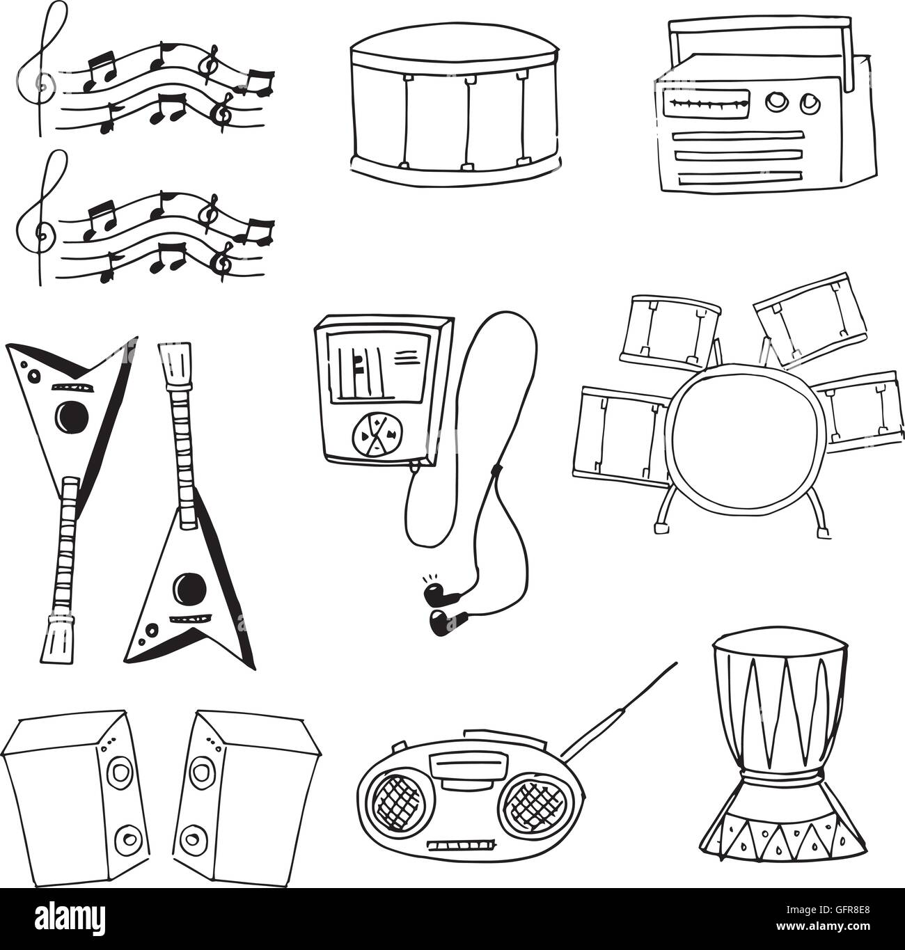 Doodle of hand draw music object Stock Vector Image & Art - Alamy