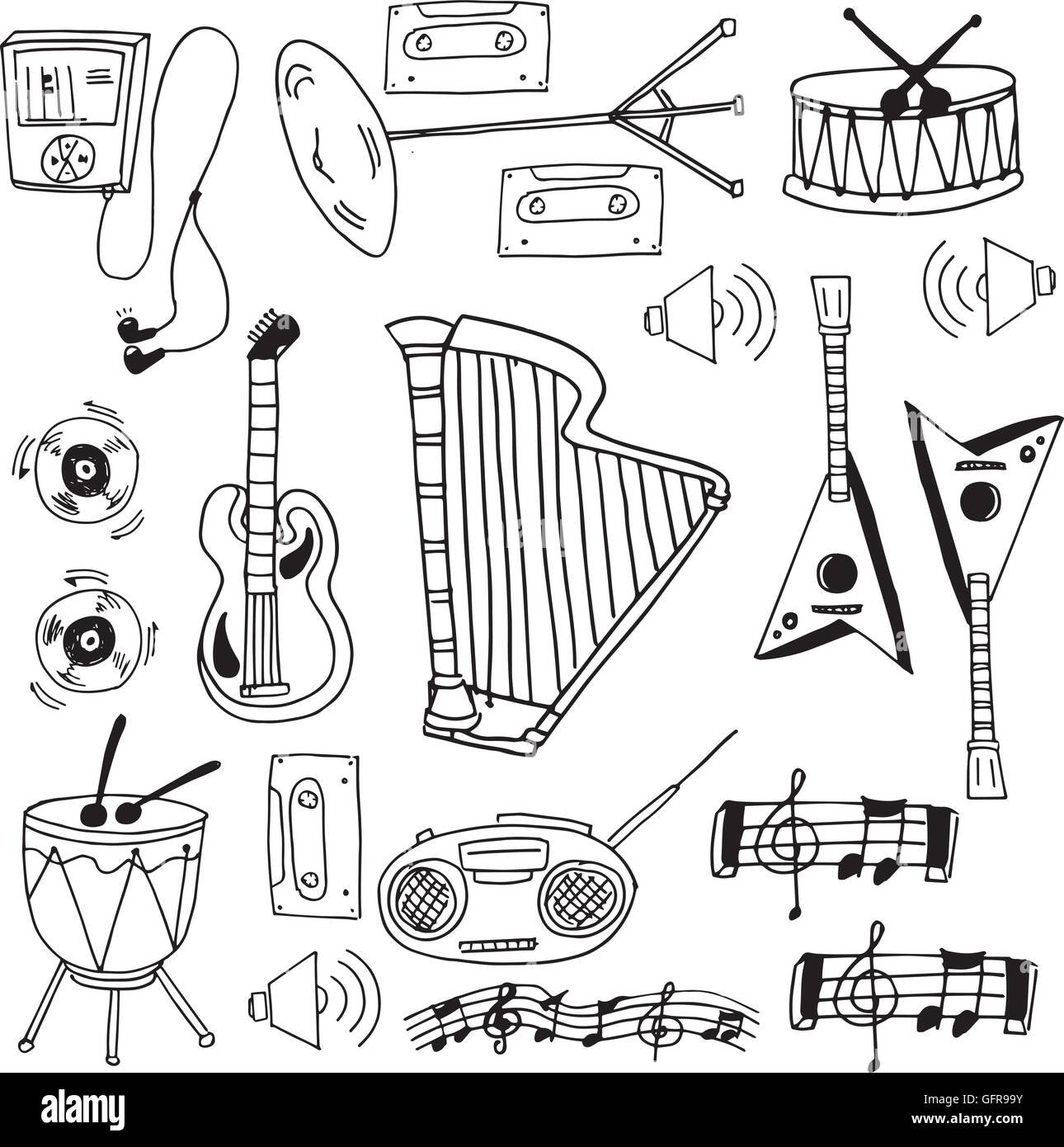 Doodle of stock music object Stock Vector Image & Art - Alamy