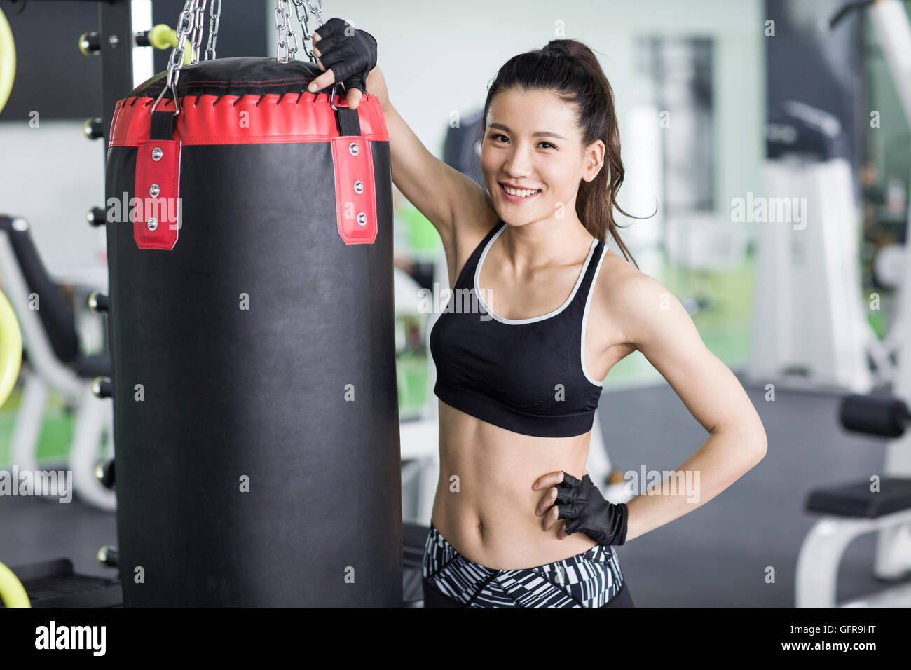 Portrait of female Chinese boxer Stock Photo - Alamy