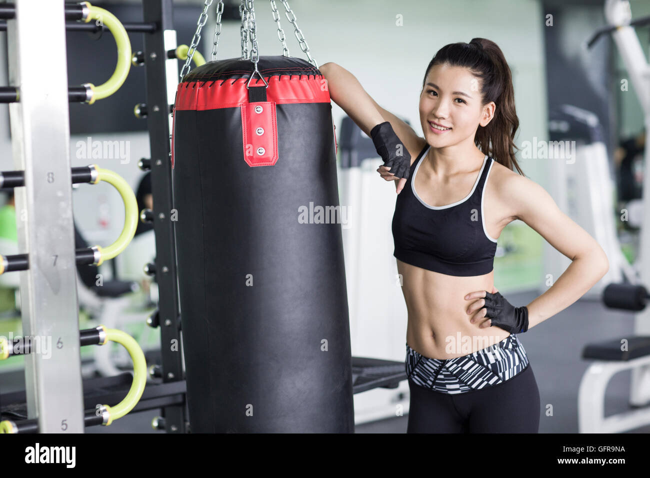 Portrait of female Chinese boxer Stock Photo - Alamy