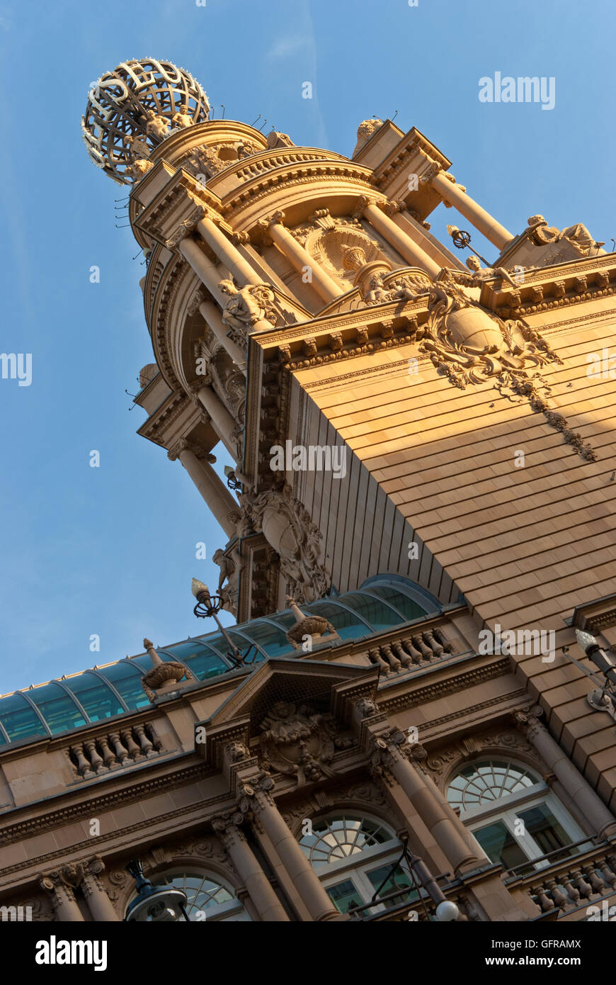 London Coliseum theatre in Central London St Martin's Lane. Detail of ...