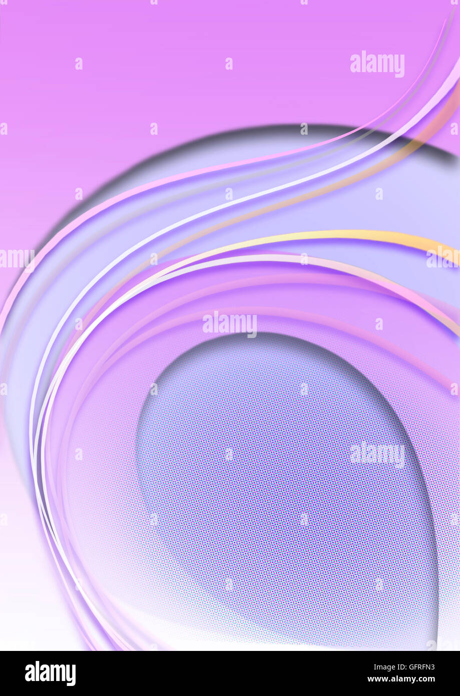 Purple background with lilac color oval and colored curved strips Stock ...