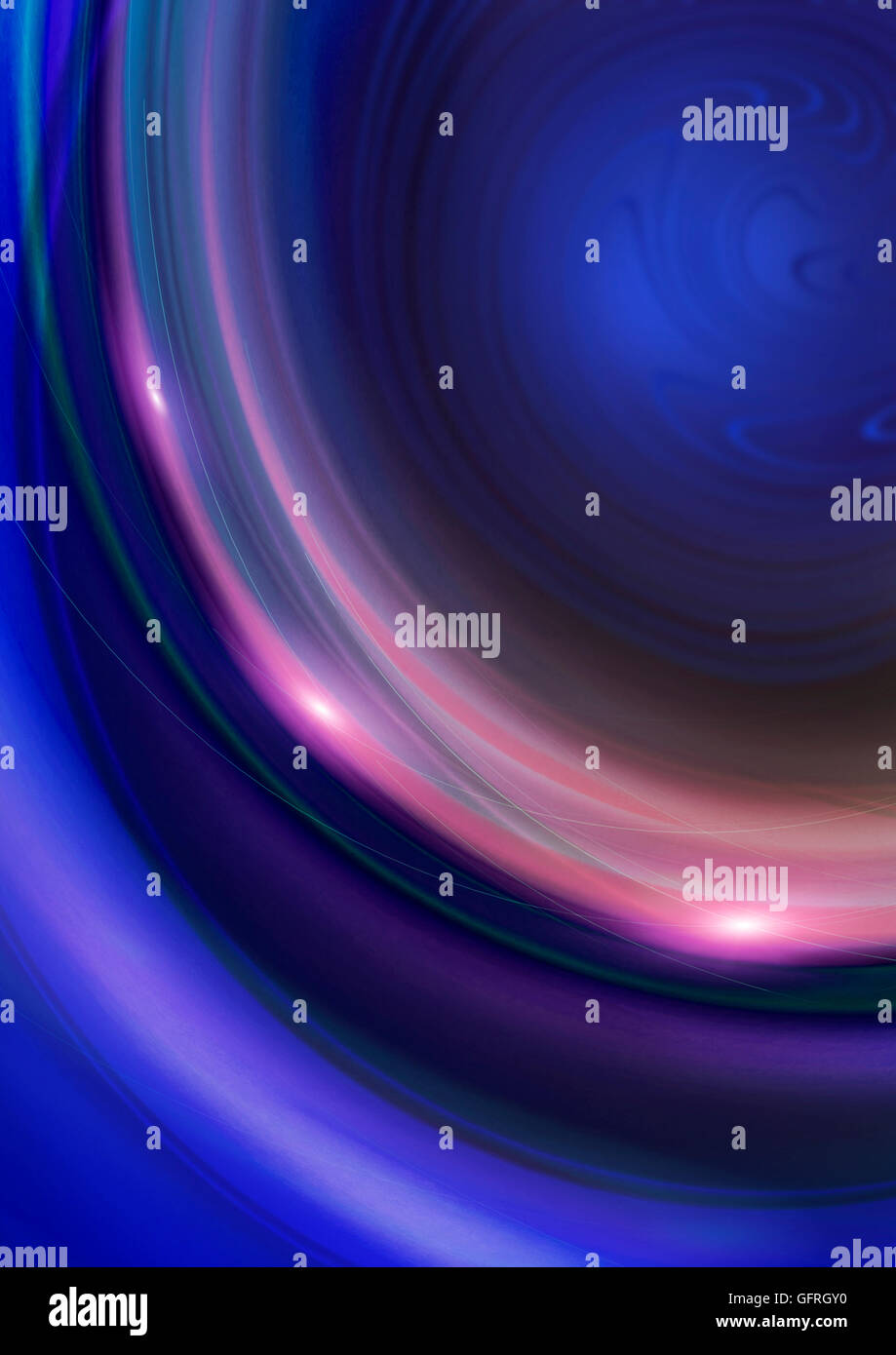 Curved lines with flares on blue background Stock Photo - Alamy