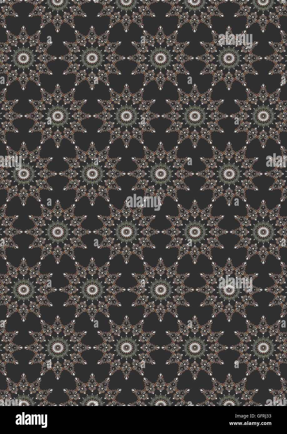 Seamless colored oval floral pattern on dark gray background Stock ...