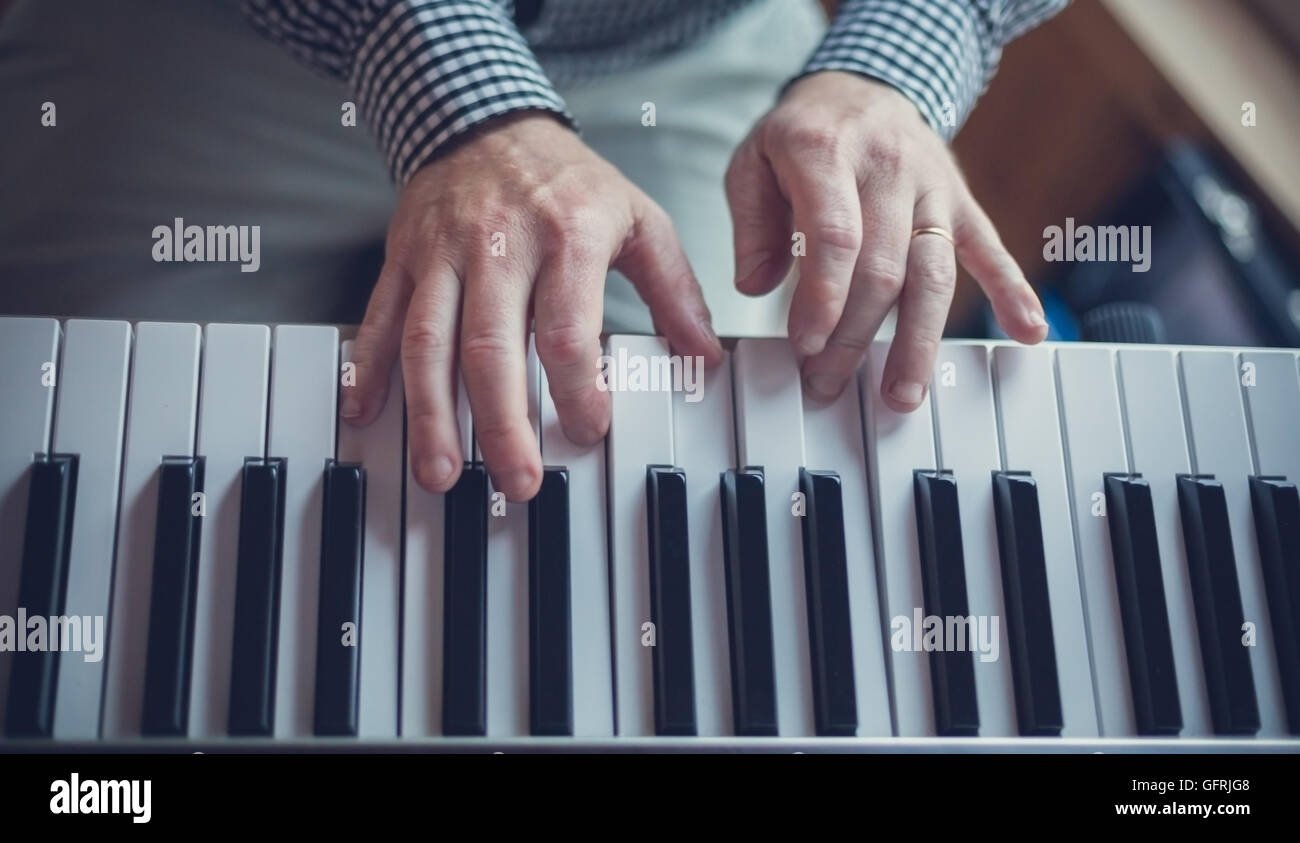 Male Piano Player Hands Top Down View Stock Photo - Alamy