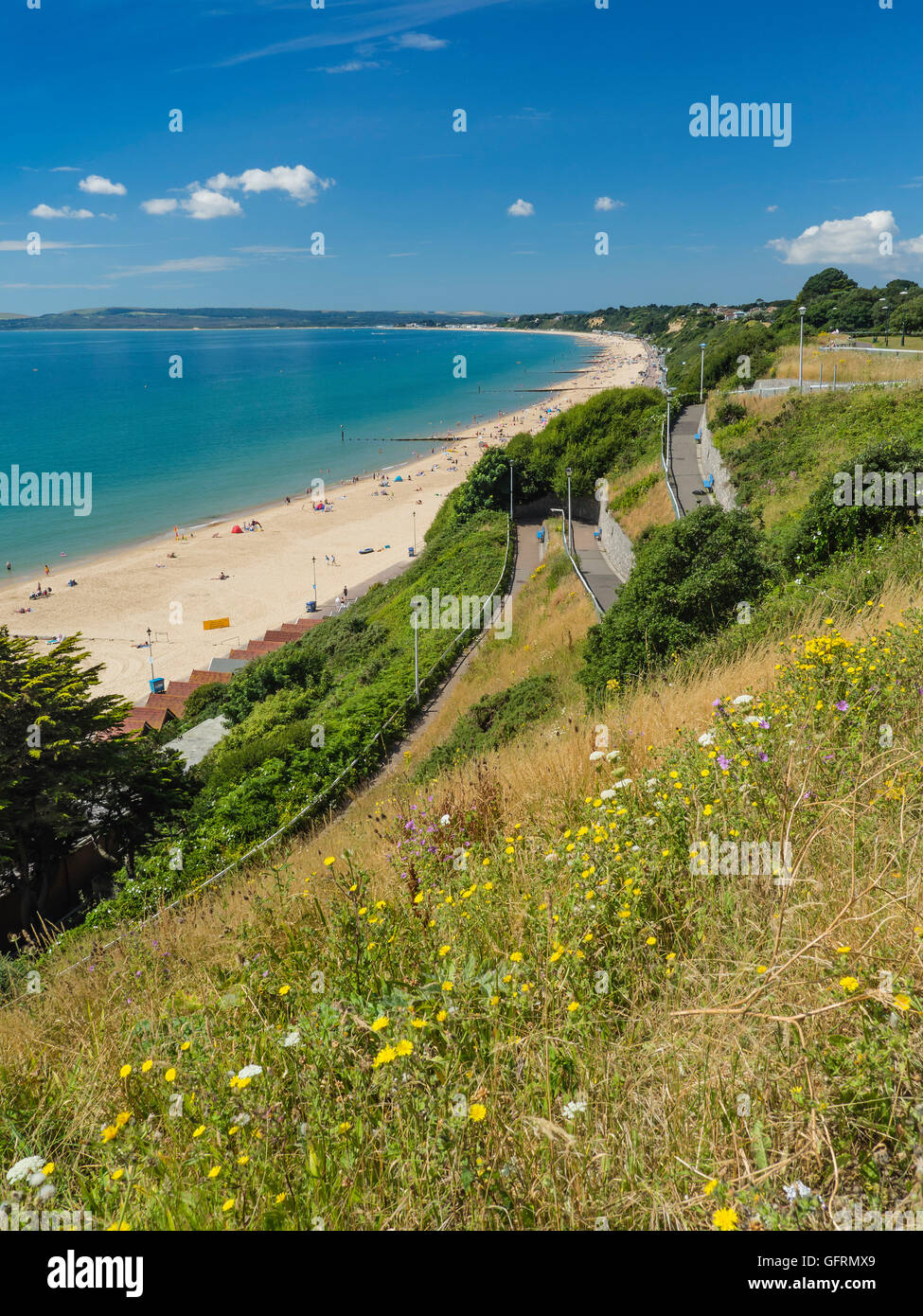 Bournemouth West Beach and Poole Bay from the clifftop, UK Stock Photo ...