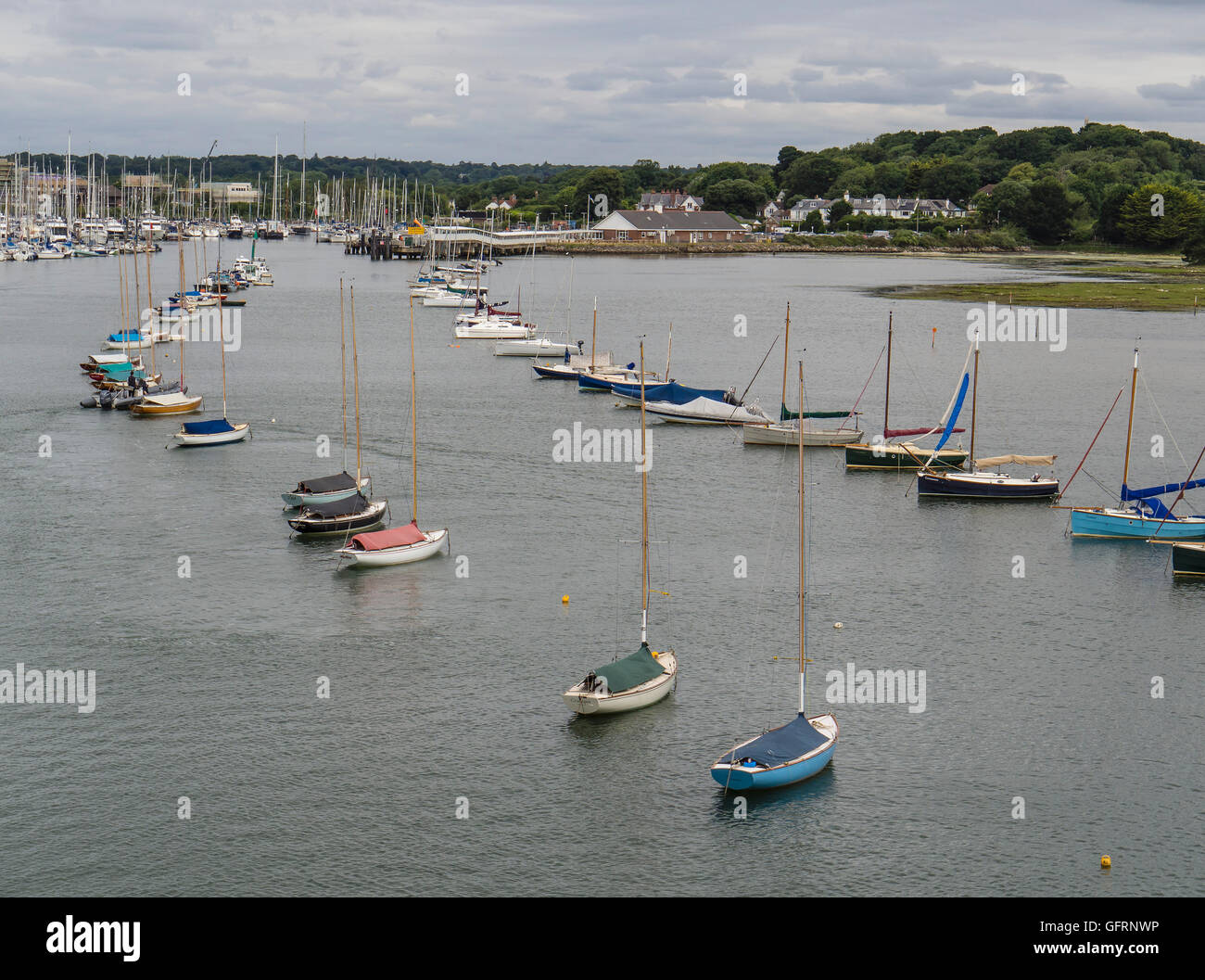 Boats moored in Lymington River, UK Stock Photo - Alamy