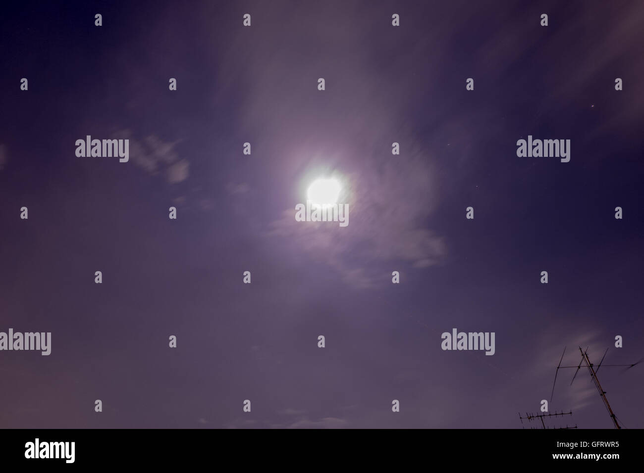 blur and soft focus full moon night sky in Thailand.(Selective focus ...