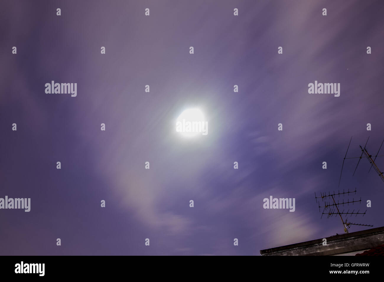 blur and soft focus full moon night sky in Thailand.(Selective focus ...