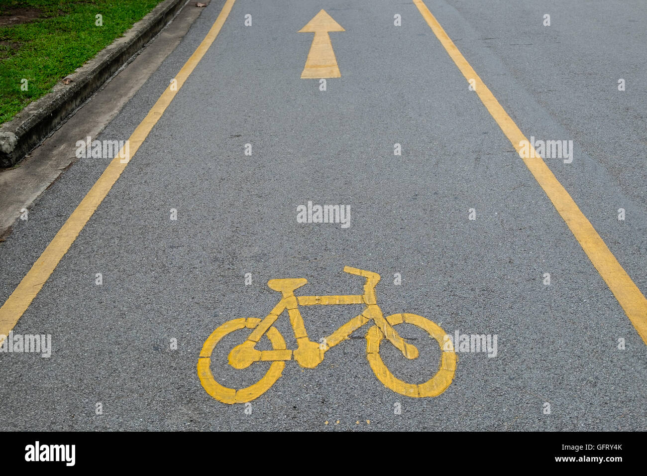 bicycle sign path on the road Stock Photo - Alamy