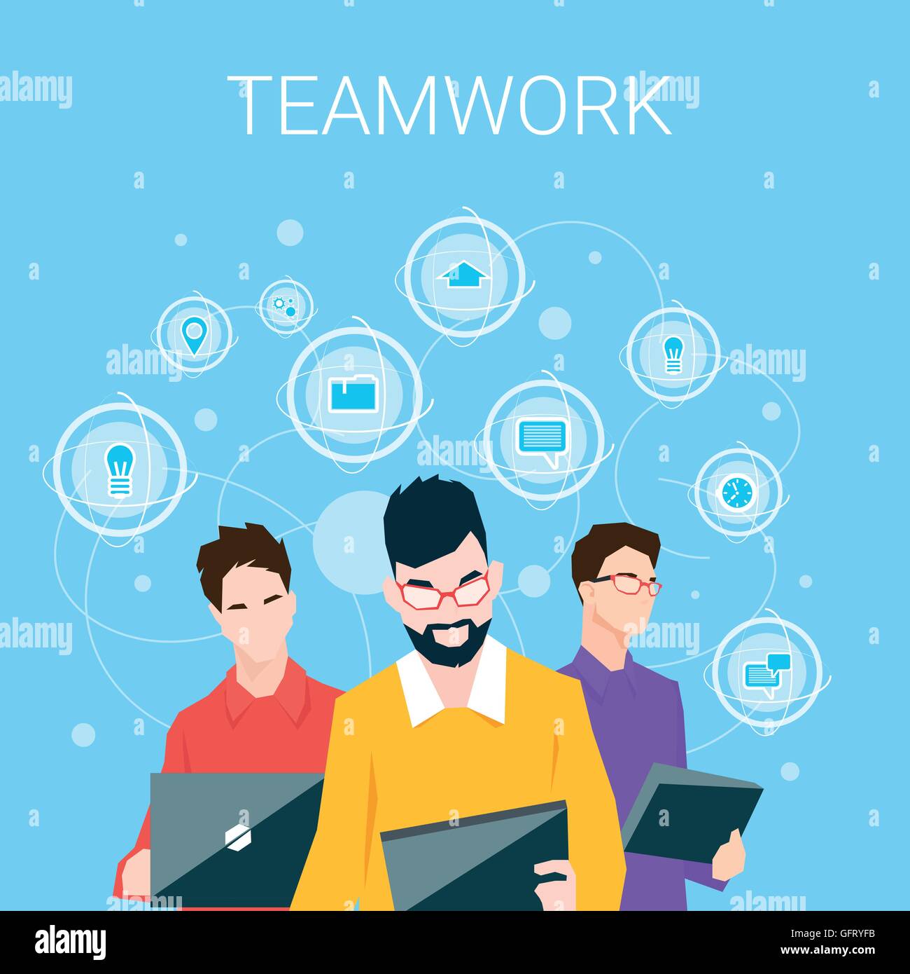 Business People Group Using Electronic Computer Digital Device ...