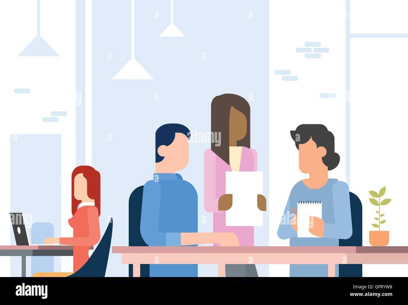 People Working Coworking Center Open Office Space Stock Vector Image ...