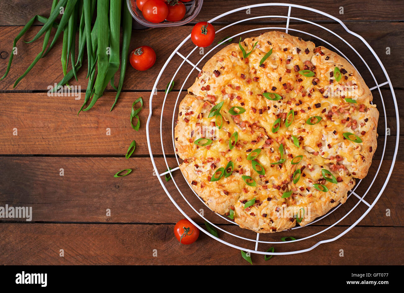 Soda scones (bread) with ham, cheese and chives Stock Photo - Alamy