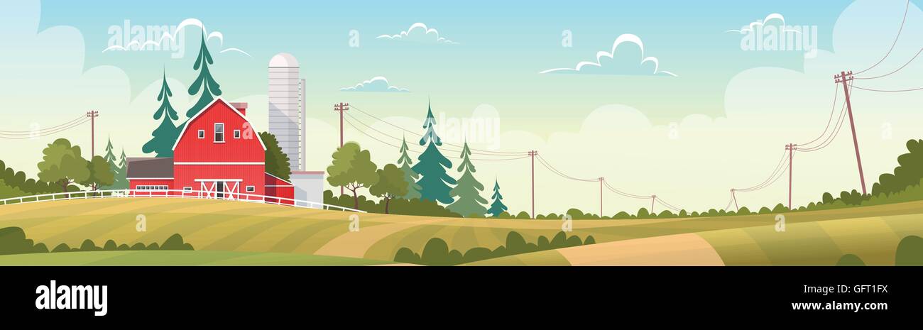 Agriculture And Farming, Farmland Countryside Landscape Stock Vector ...