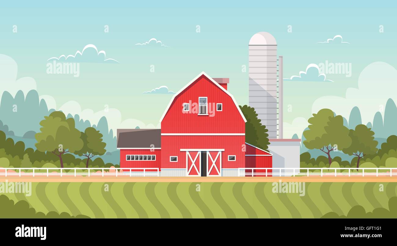 Agriculture And Farming, Farmland Countryside Landscape Stock Vector ...