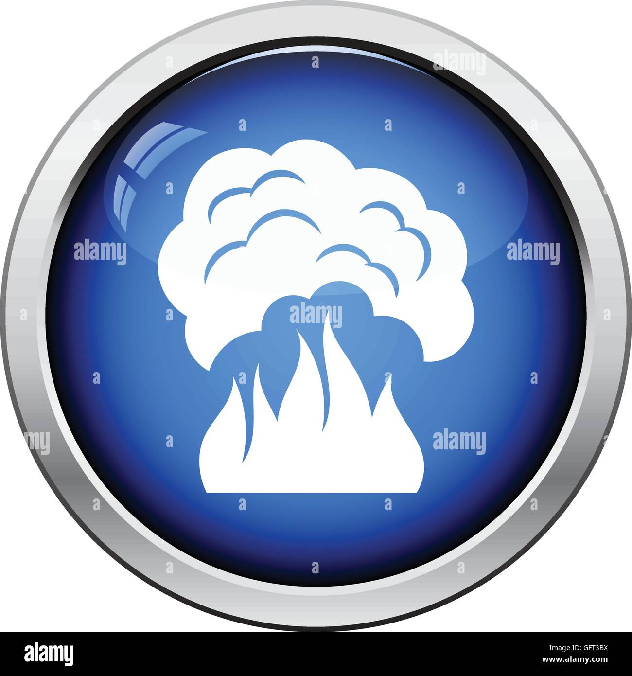 Fire and smoke icon. Glossy button design. Vector illustration Stock ...