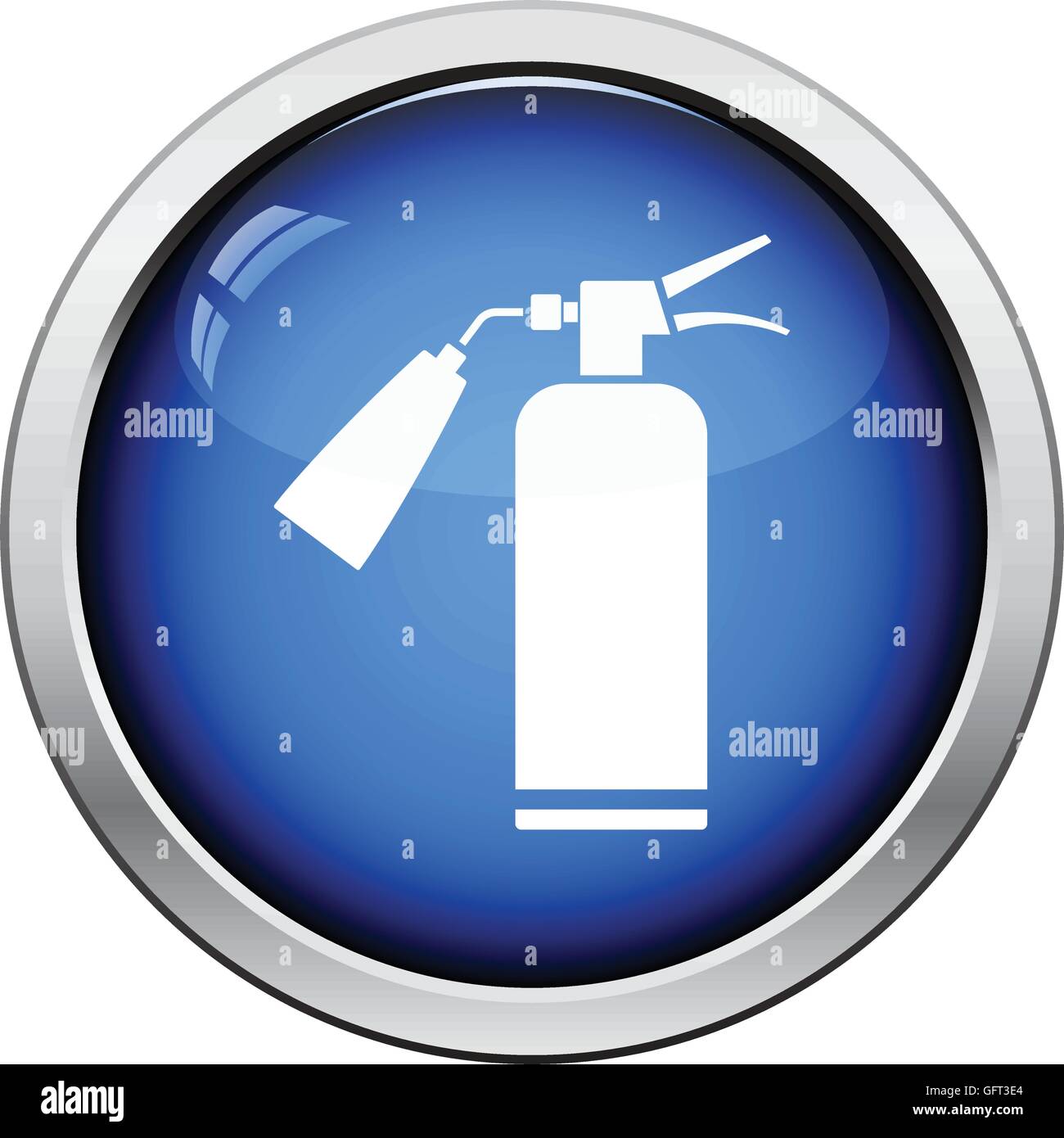 Fire extinguisher icon. Glossy button design. Vector illustration Stock ...